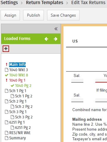 Edit Return Templates